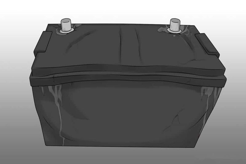 When a deep cycle battery has a bulging case on the positive terminal ...